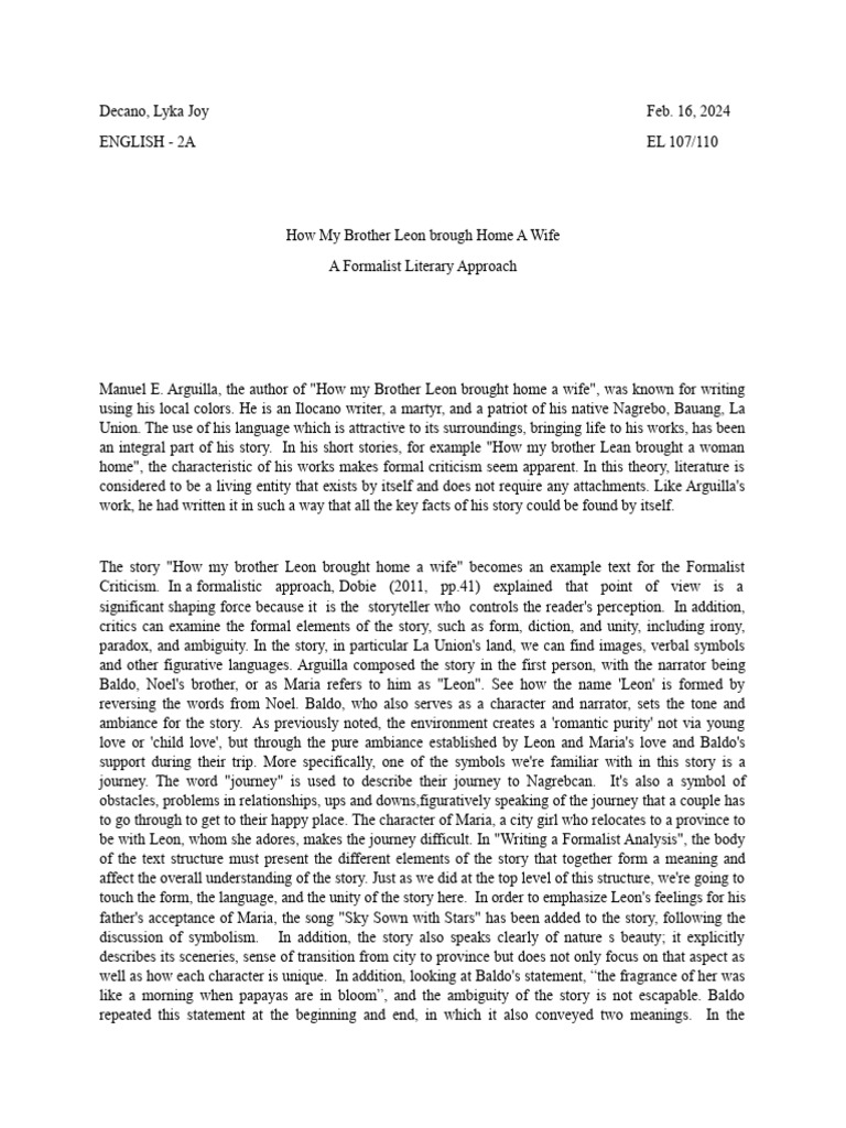 CP2 How My Brother Leon Brought Home A Wife | PDF | Love