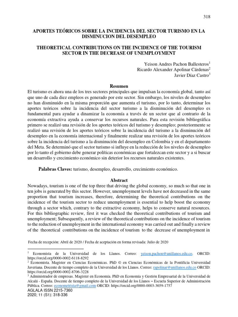Yeison Pachon@unillanos Edu Co | PDF | Turismo | Desempleo