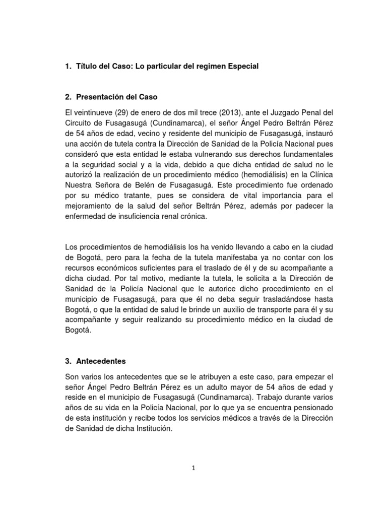 Caso SGSS 3 REGIMEN ESPECIAL | PDF | Policía | Bogotá
