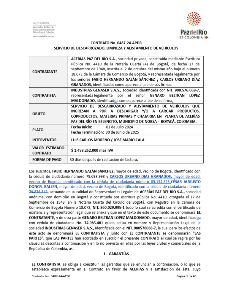 Contrato 0487-24-APDR Servicio de Descarrozado, Limpieza y Alistamiento ...