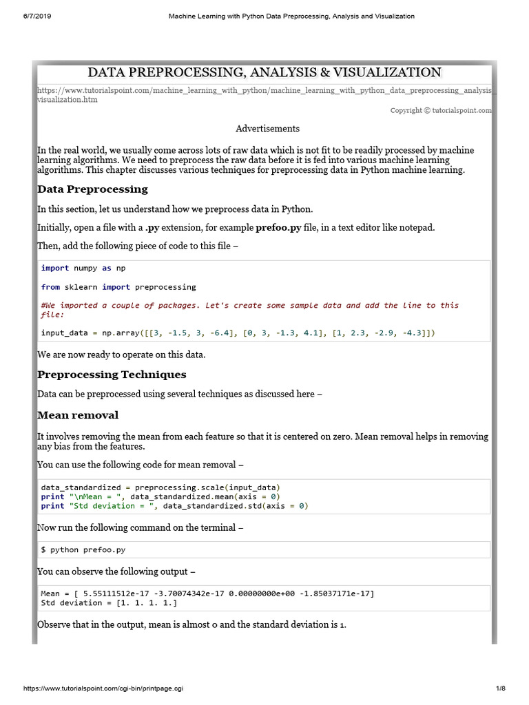 Machine Learning With Python Data Preprocessing, Analysis and ... Machine Learning With Python Data Preprocessing, Analysis and ...