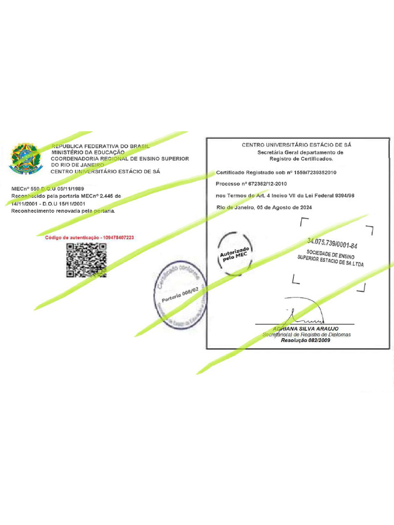 Certificado Estacio Verso | PDF