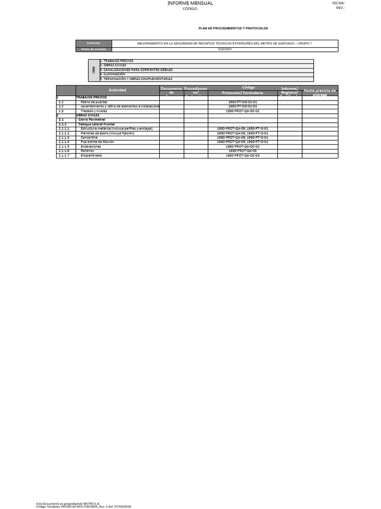 ANEXO 7. Plan de Inspección y Pruebas (PIP) | PDF | Topografía ...