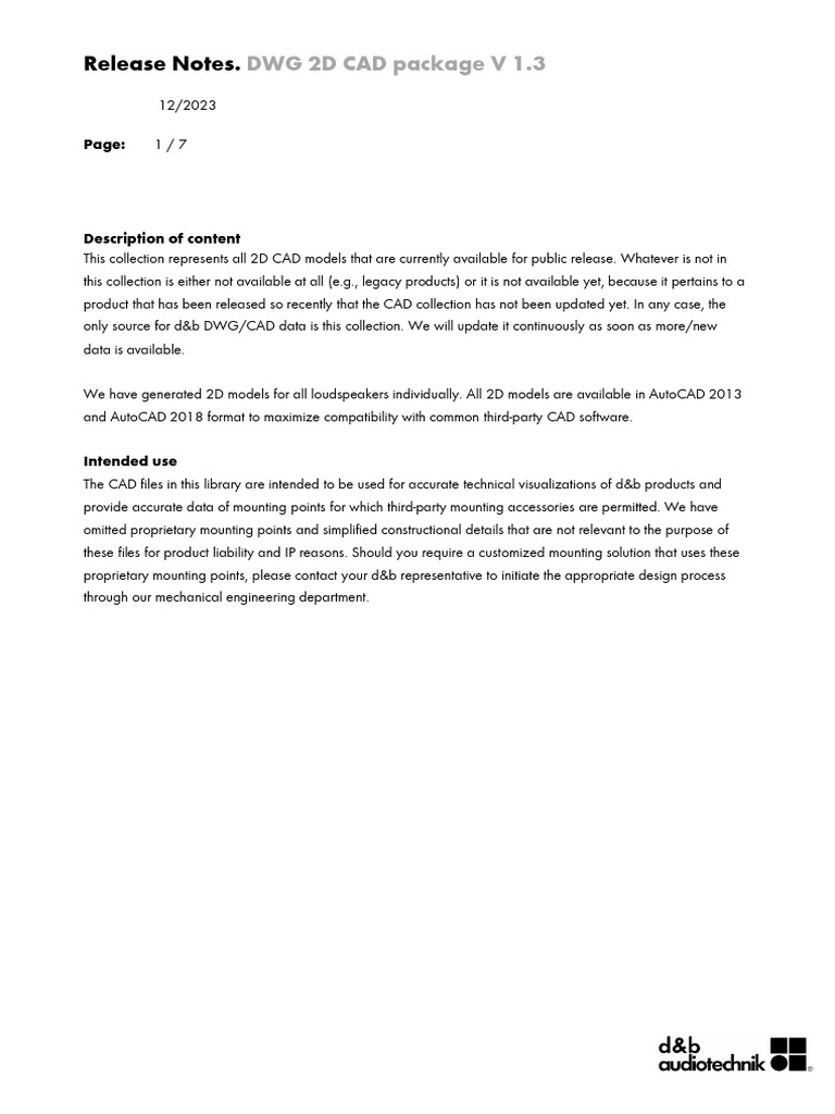 Dbaudio DWG 2d Cad Package v1.3 Release Notes | PDF | Auto Cad ...