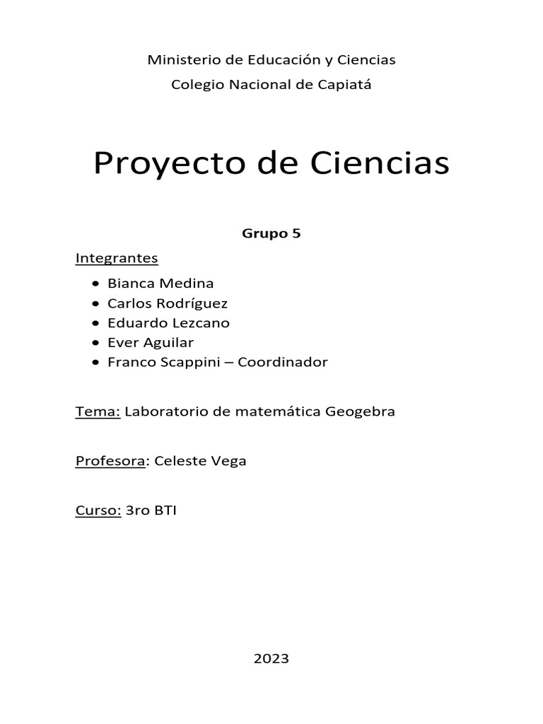Proyecto de Colegio Sobre Geogebra PDF | PDF | Software de la aplicacion | Ingeniería Informática
