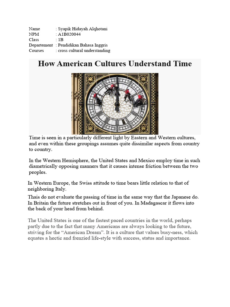Time in American Mindset | PDF | Social Science | History
