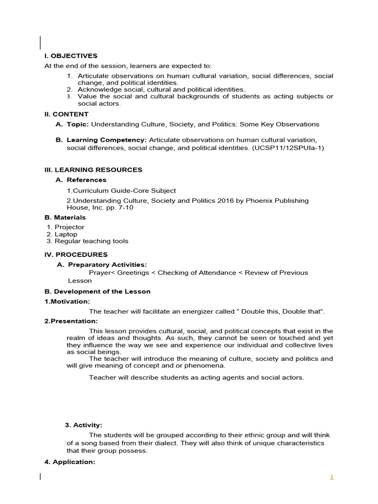 Ucsp Daily Lesson Plan | PDF | Learning | Liberal Arts Education