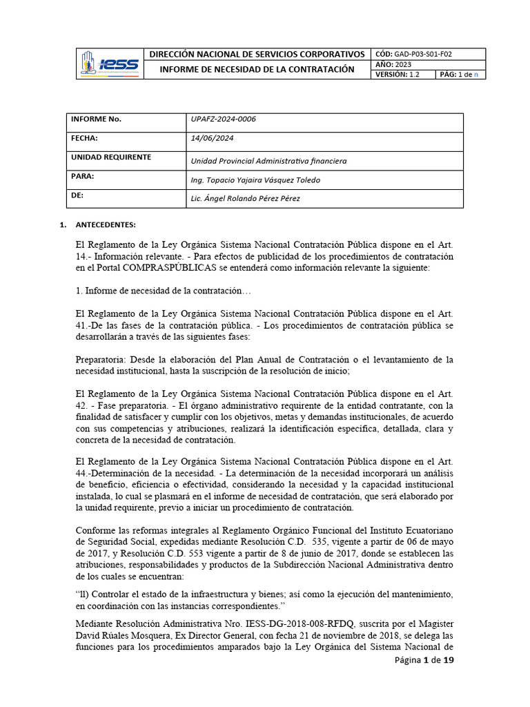 GAD-P03-S01-F02 Informe de Necesidad 2024 | PDF | Hewlett Packard | Software de la aplicacion