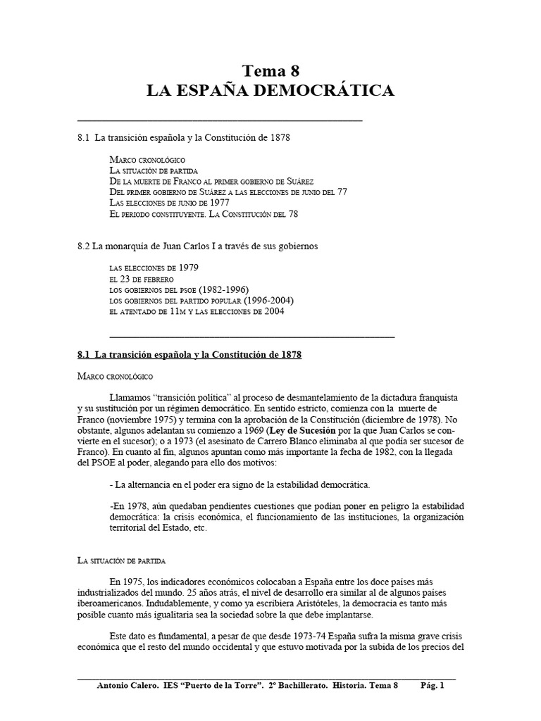 La Transicion Democratica Pdf España Franquista Política De España