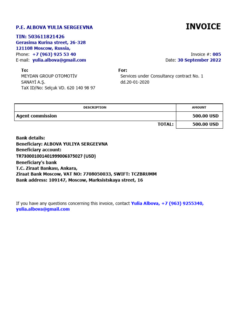 Commercial Invoice 05 30092022 | PDF