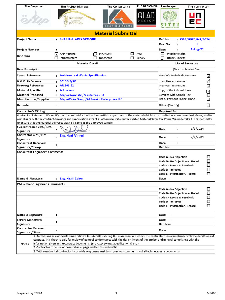 J330-MS-0076 - R1-For TASNIM | PDF | Specification (Technical Standard) | Business