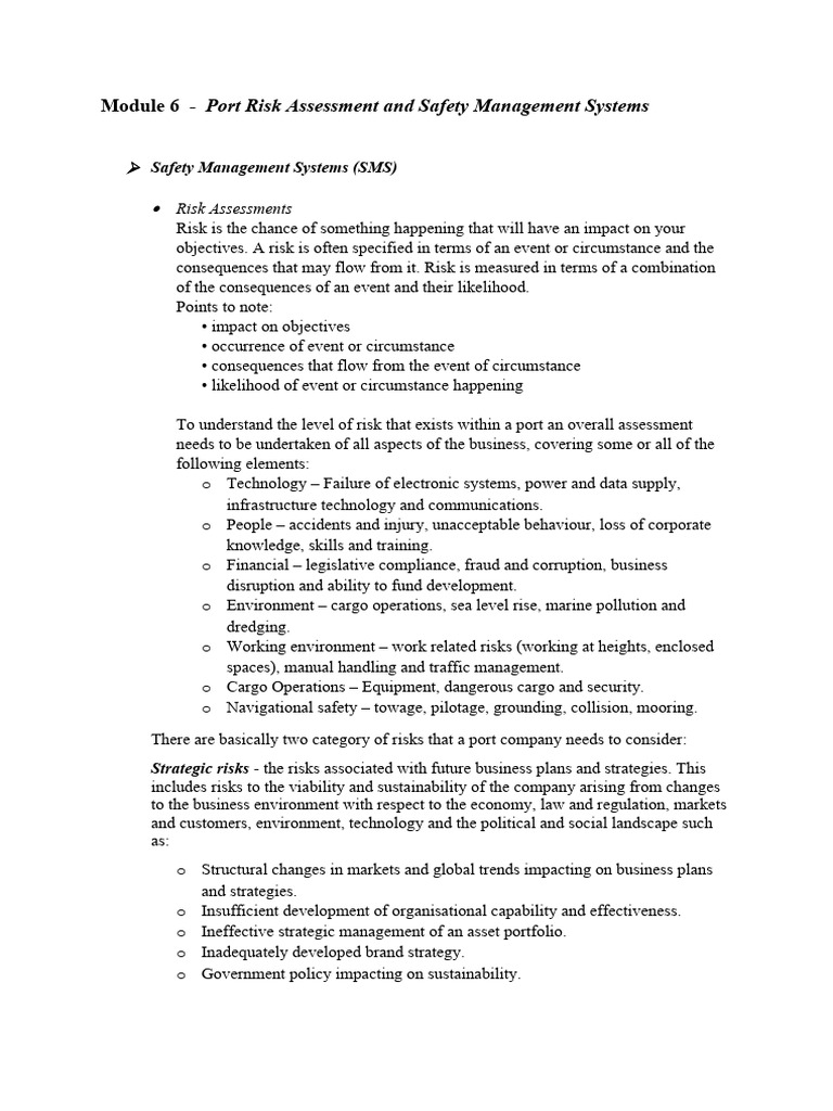 6 - Port Risk Assessment and Safety Management Systems | PDF | Risk ...