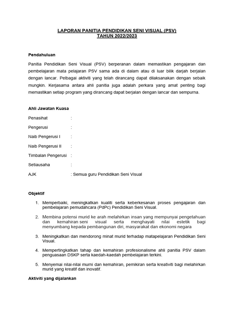 Laporan - Panitia - PSV 2022 2 | PDF