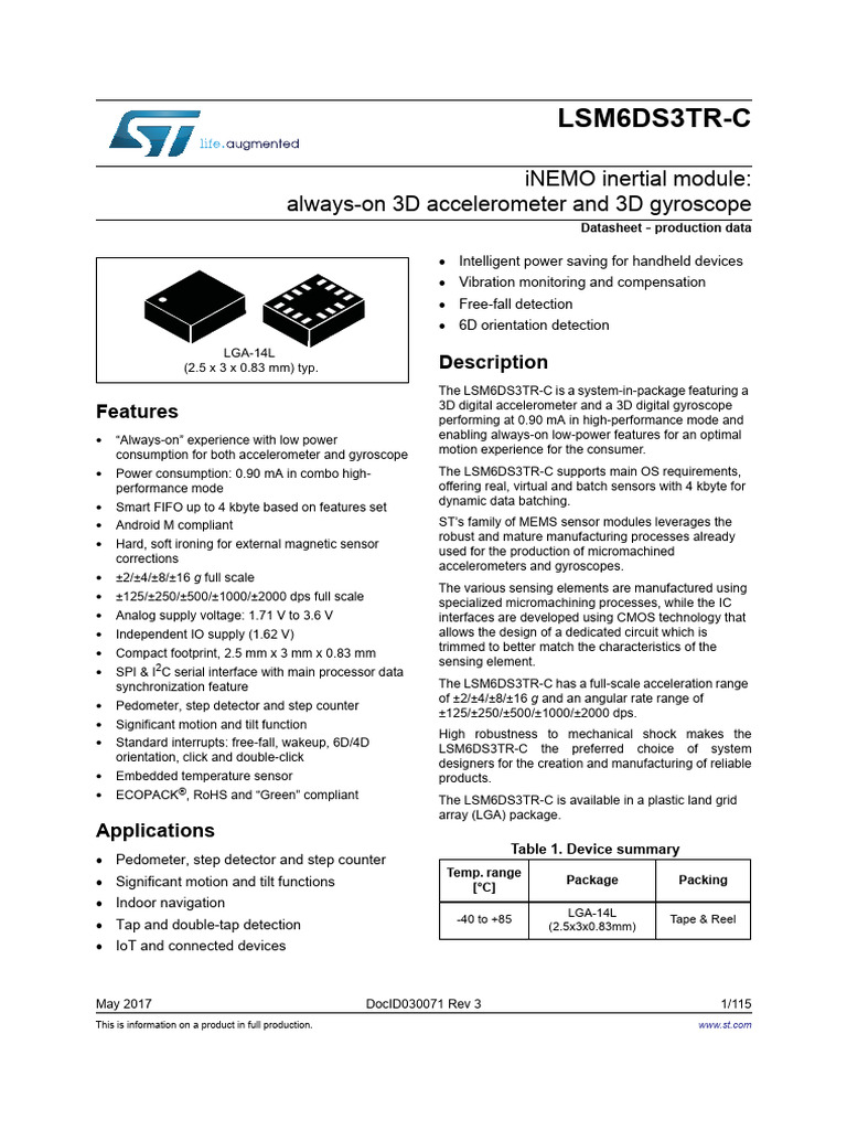 Lsm6ds3tr C | PDF | Computer Engineering | Computer Hardware