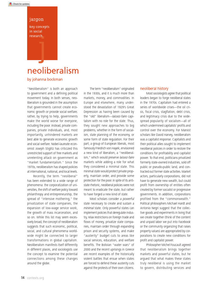 Bockman 2013 Neoliberalism | PDF | Neoliberalism | Capitalism