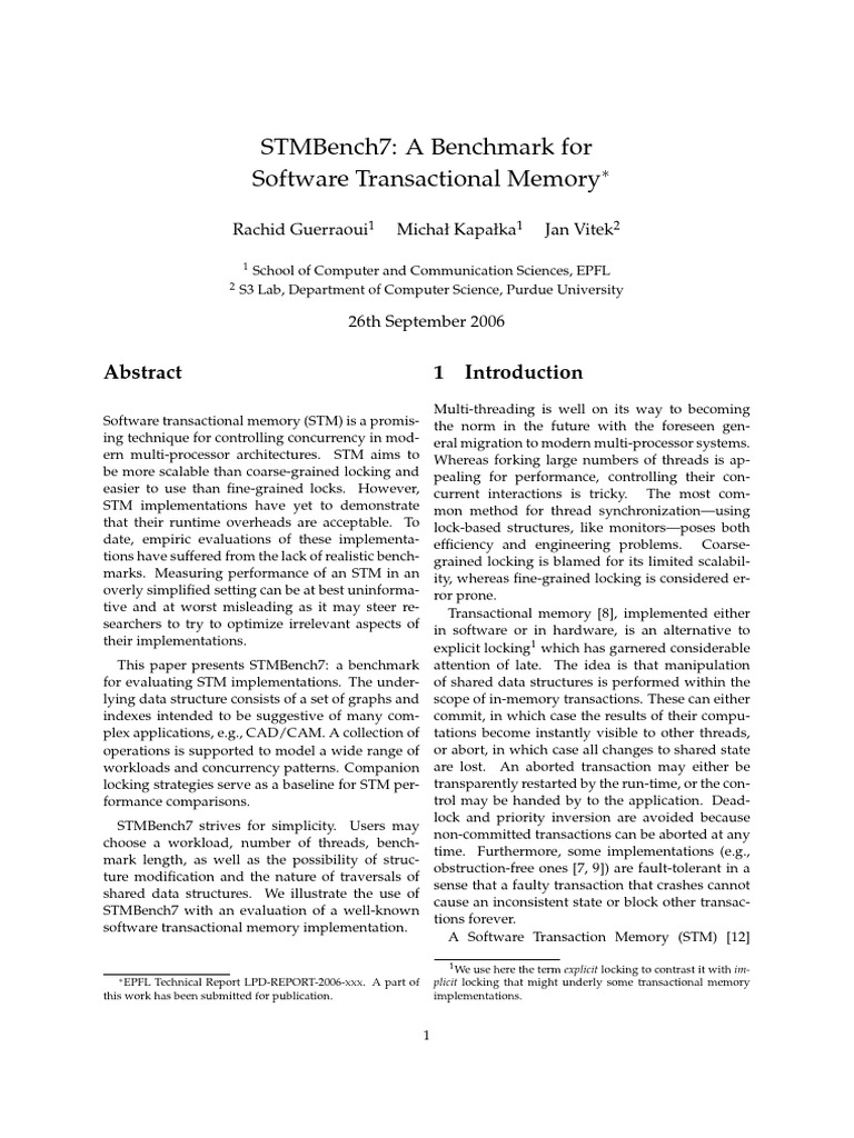 Stmbench7 Report | PDF | Database Transaction | Thread (Computing)