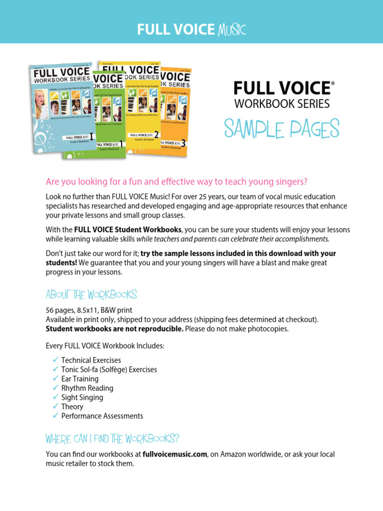 FULL VOICE Workbooks Sample Pages | PDF | Interval (Music) | Scale (Music)