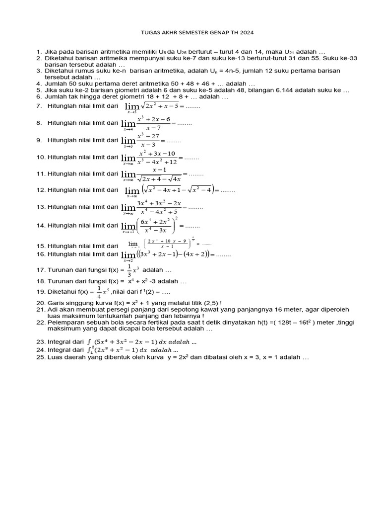 Tugas Akhir Mat Wajib Sem Genap 2024 | PDF | Metode & Bahan Ajar | Seni