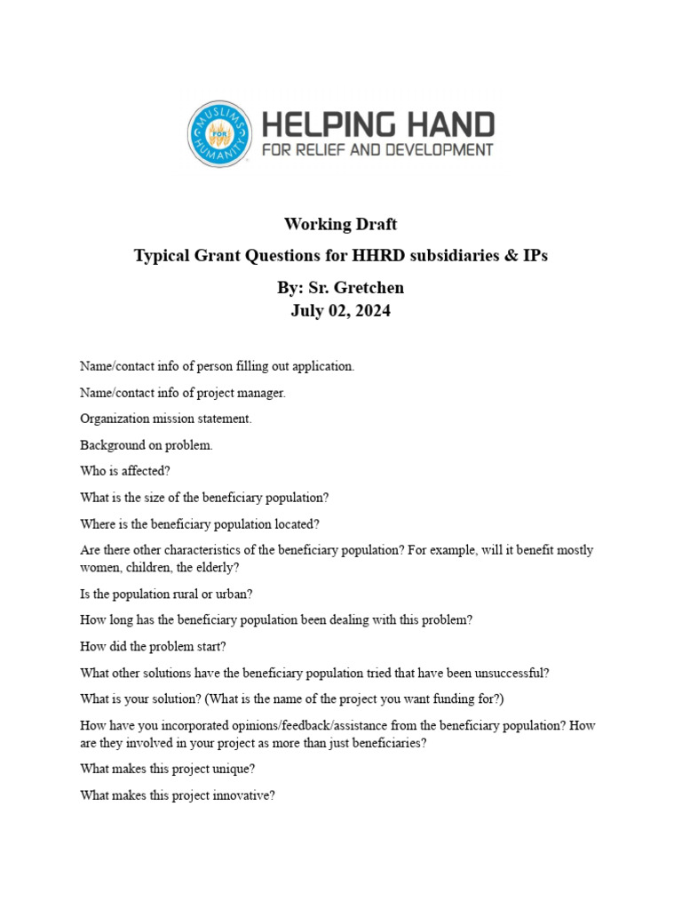 Grant Application Guide for HHRD | PDF | Economies