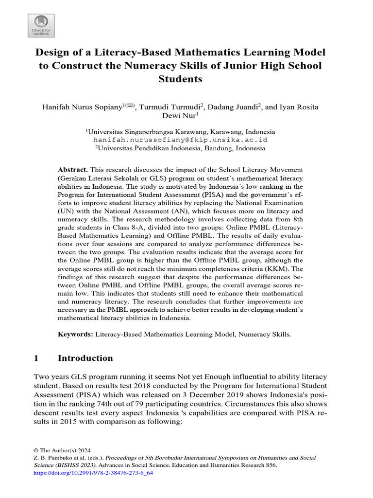 Design of A Literacy-Based Mathematics Learning Mo | PDF | Programme ...