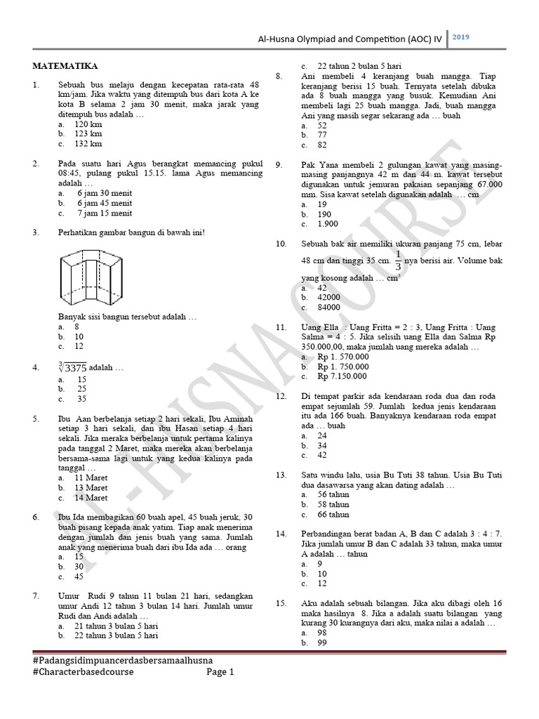 Soal AOC IV: Matematika dan IPA | PDF