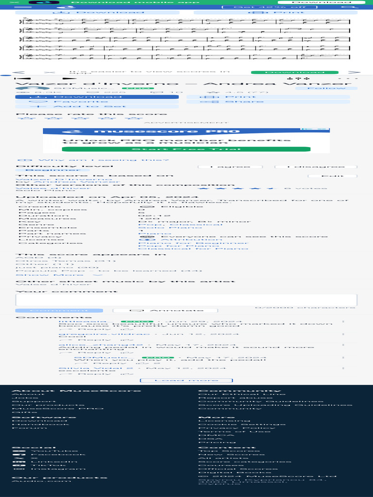 Valzer D'inverno - Andrea Vanzer Sheet Music For Piano (Solo) Easy | PDF | World Wide Web ...