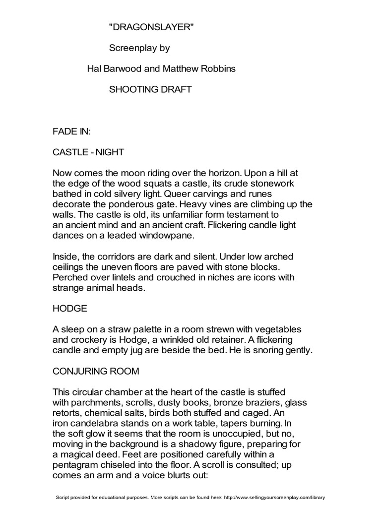 Dragon Slayer Script | PDF | Young Adult