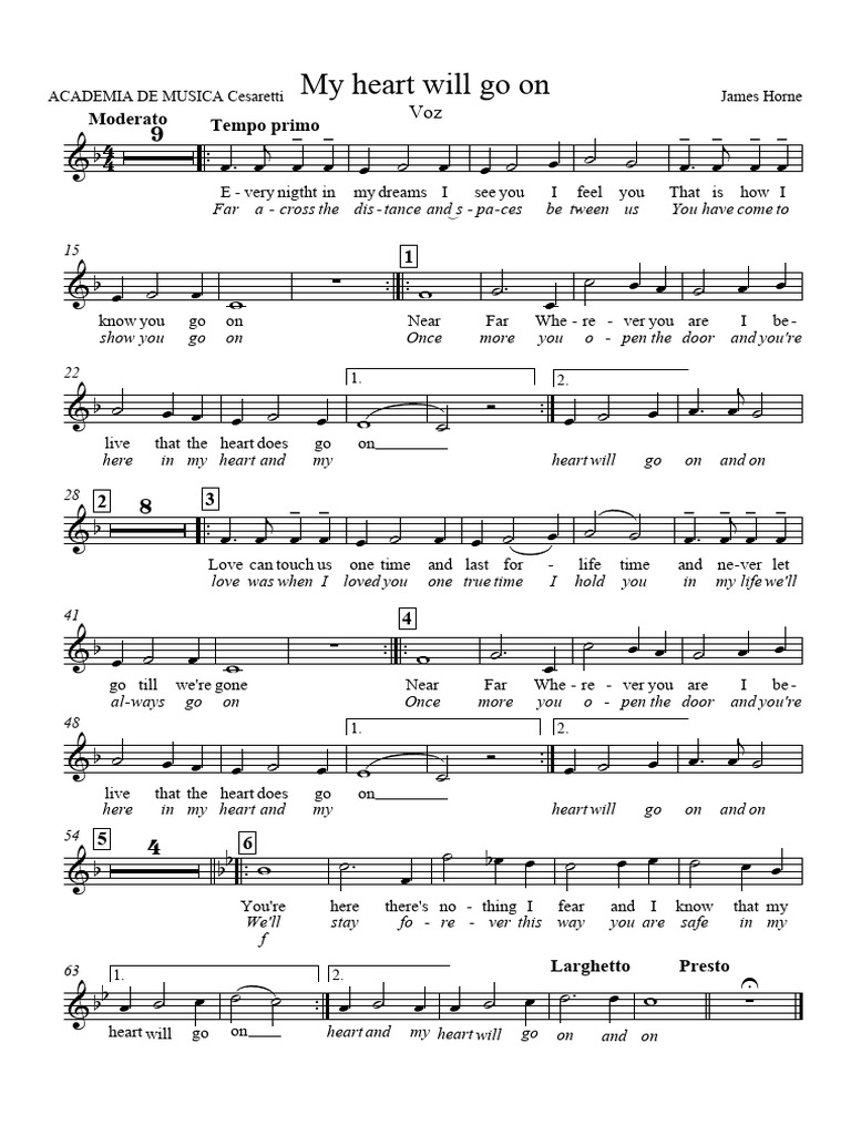 My Heart Will Go On Sheet Music | PDF | Musical Forms | Elements Of Music