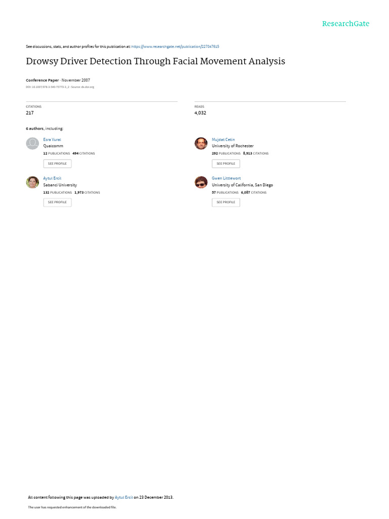 Drowsy Driver Detection via Facial Analysis | PDF | Electroencephalography | Computer Vision