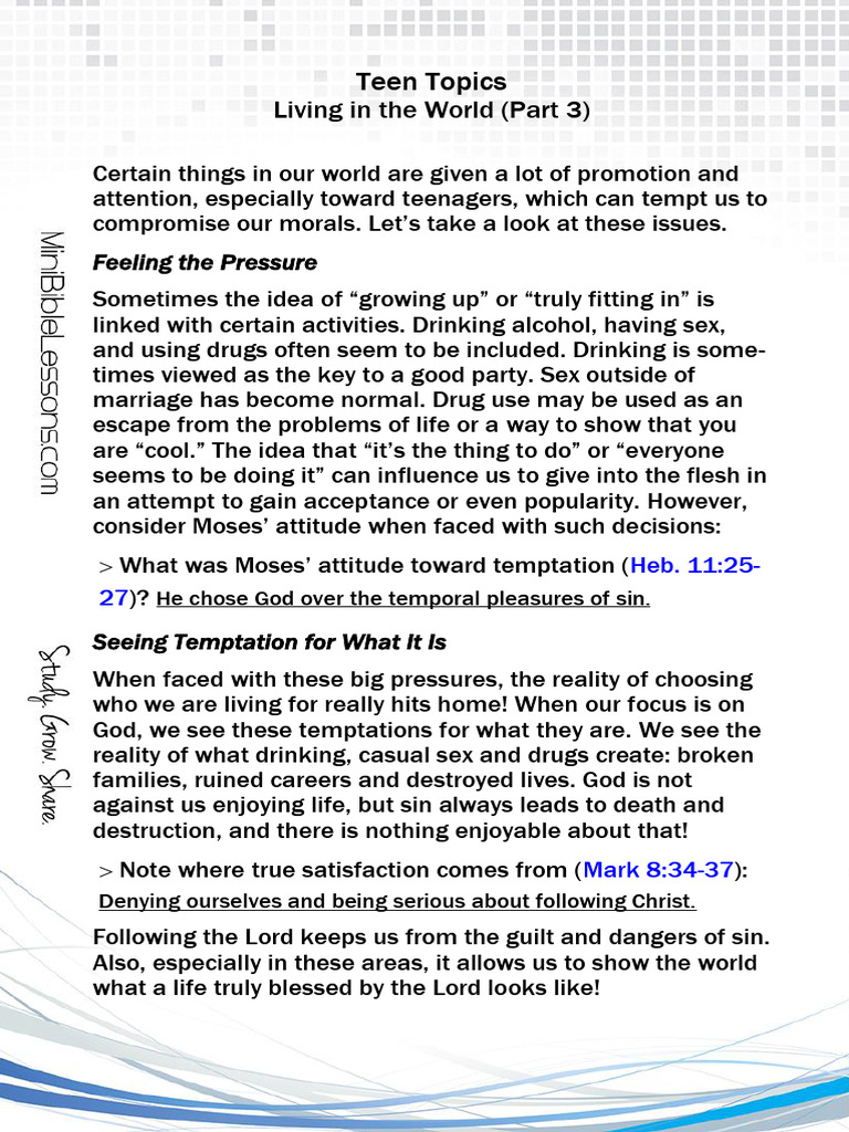 Teen Topics - Living in The World (Part 3) | PDF
