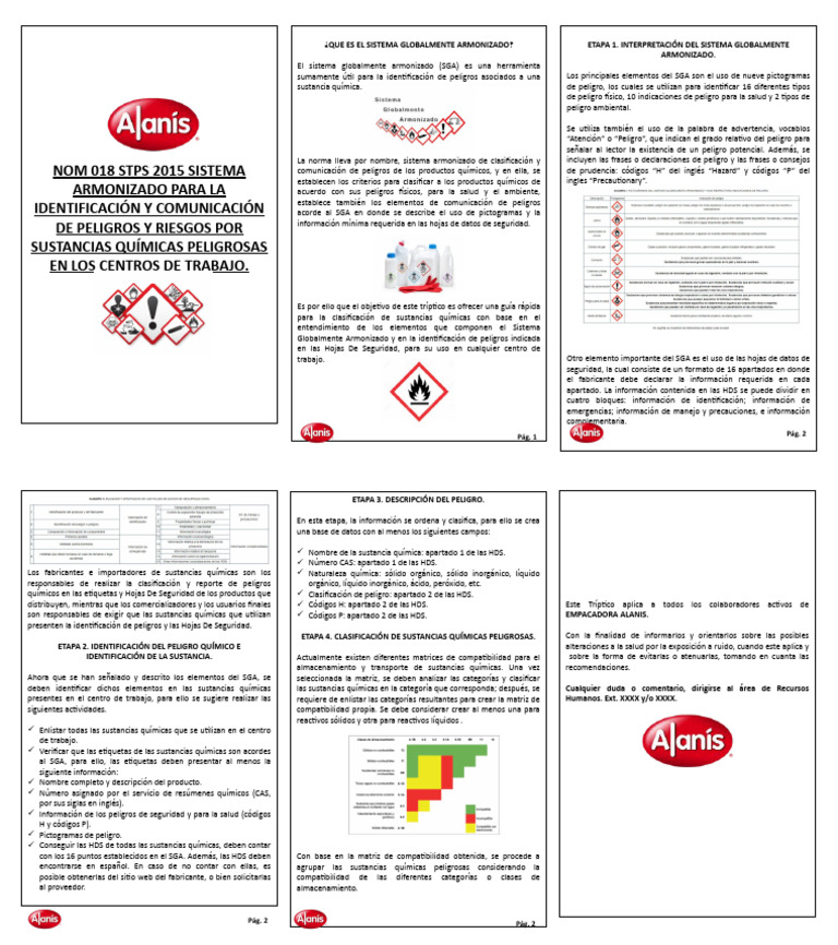 Triptico Nom 018 Manejo Sustancias Quimicas | PDF | Sustancias químicas