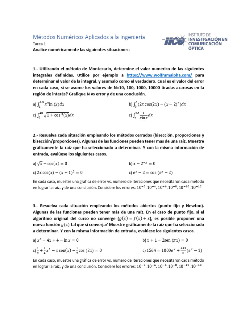 Metodos_Numericos_Tarea_1 | PDF | Análisis numérico | Matemáticas Aplicadas