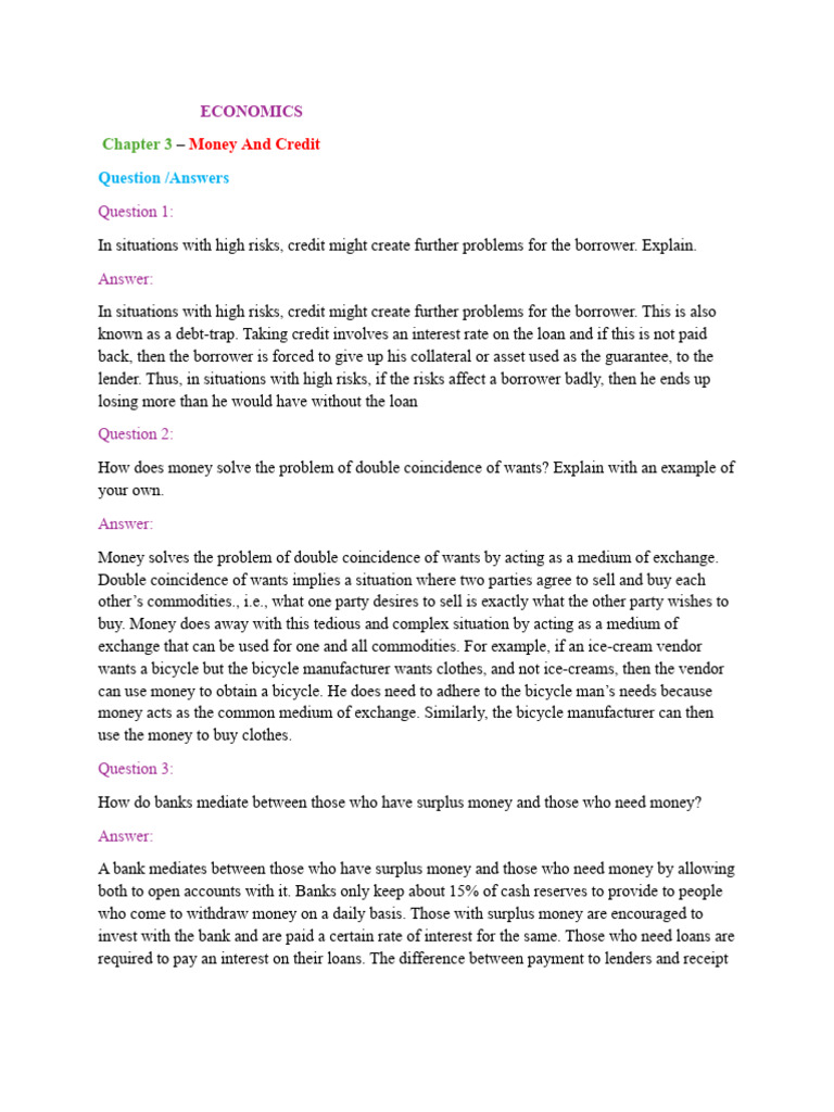 Economics Chapter 3 | PDF | Loans | Finance & Money Management
