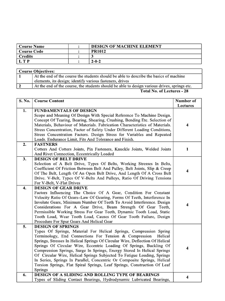 Design of Machine Elements | PDF