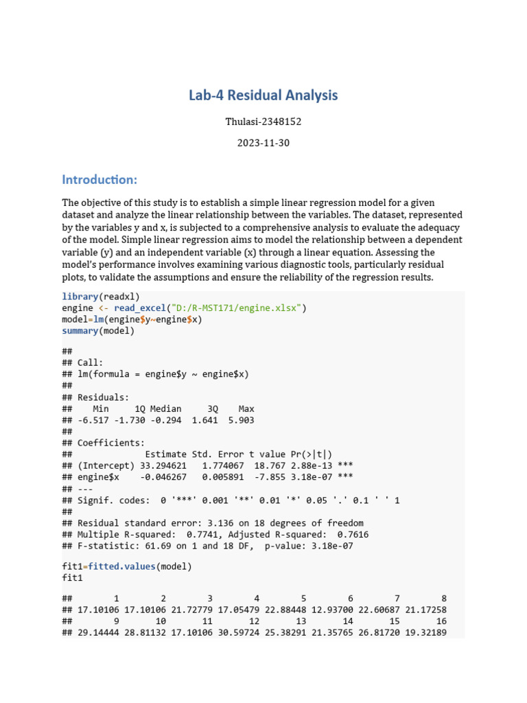 Lab 4 | PDF | Coefficient Of Determination | Regression Analysis