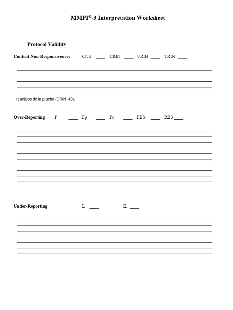 MMPI-3 Interpretation Worksheet | PDF