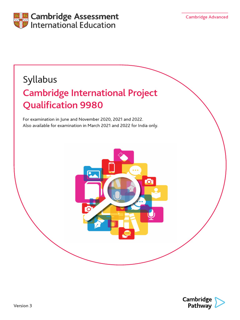 Cambridge International Project Qualification Ipq Syllabus 2020 2022 ...