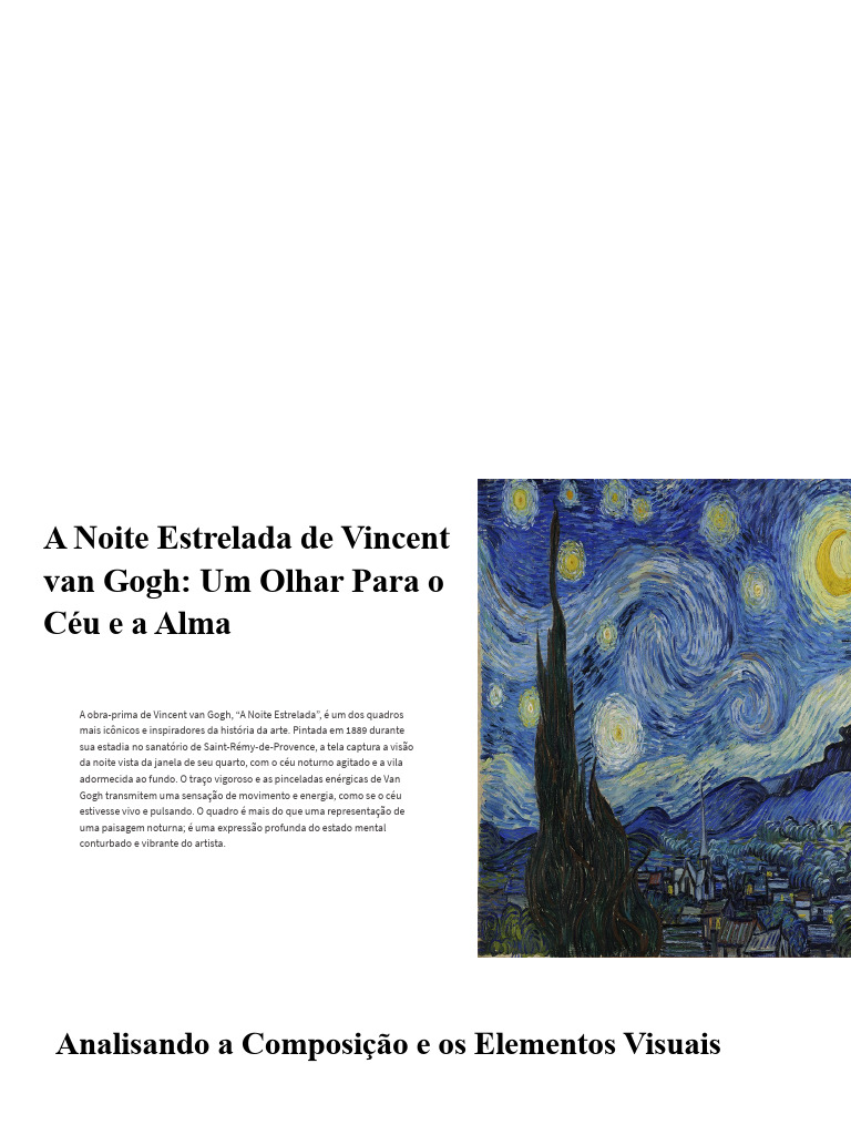 A Noite Estrelada de Vincent Van Gogh Um Olhar para o Ceu e A Alma ...