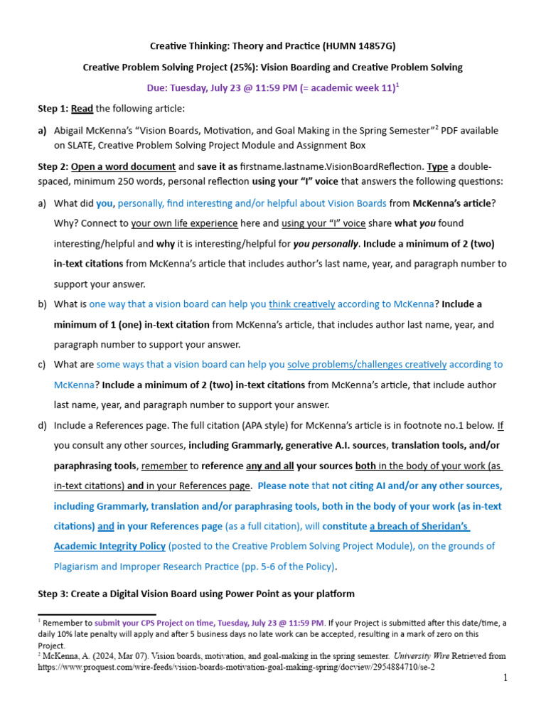 CPS - ProjectGuidelines - Tues - S24 2 | PDF | Citation | Thought