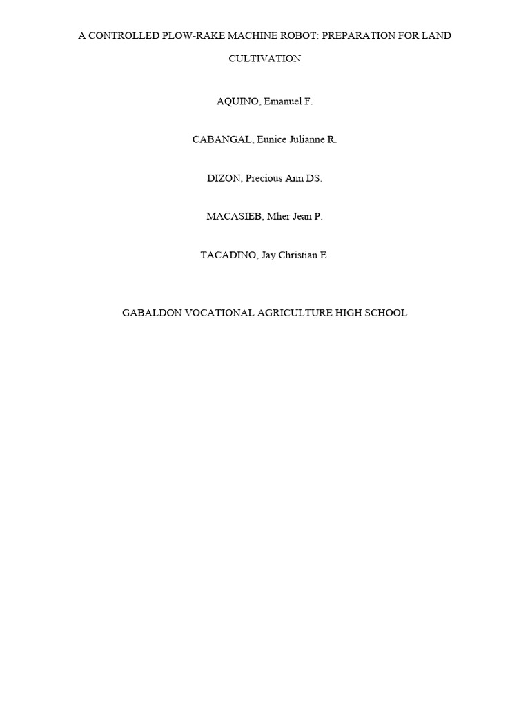 A Controlled Plow Rake Machine Robot Preparation For Land Cultivation ...