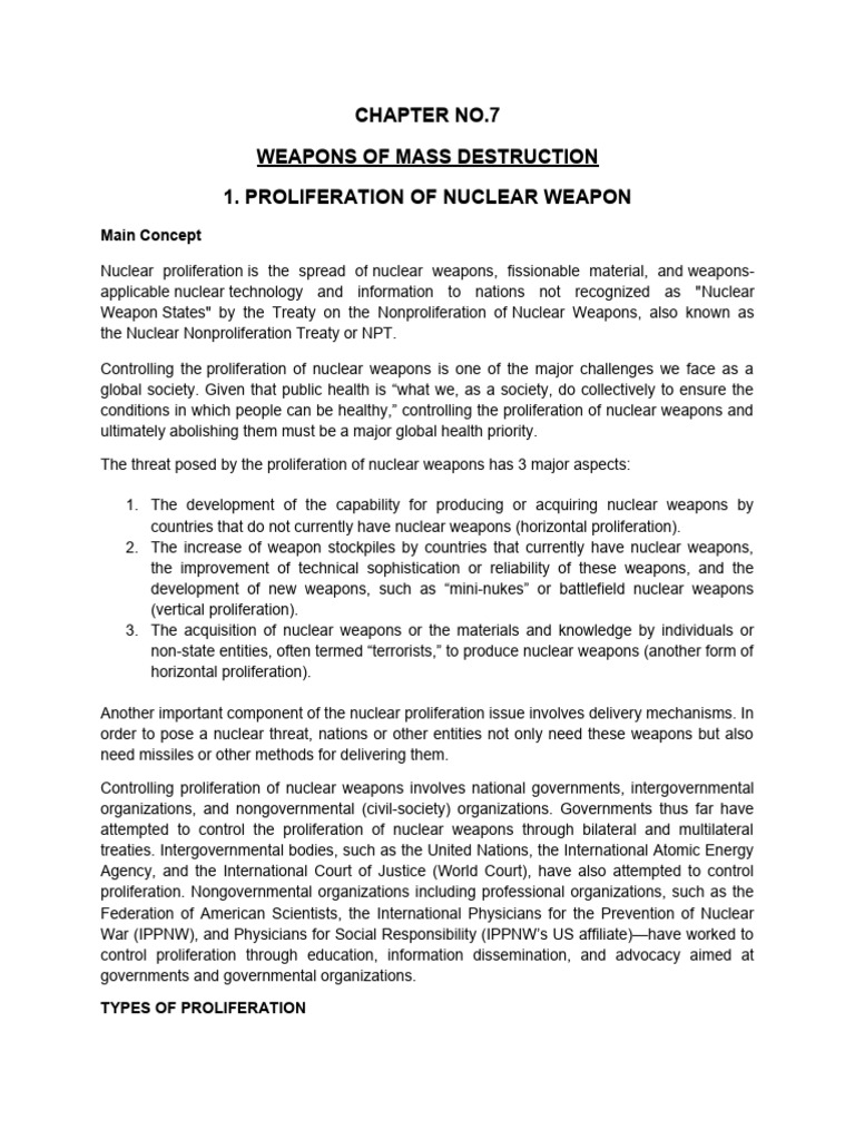 Chapter 7 (1) | PDF | International Atomic Energy Agency | Treaty On The Non Proliferation Of ...