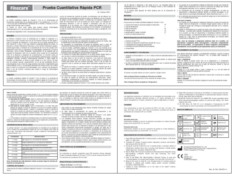 Finecare™ CRP Instrucciones | PDF | Sangre | Proteína C-reactiva