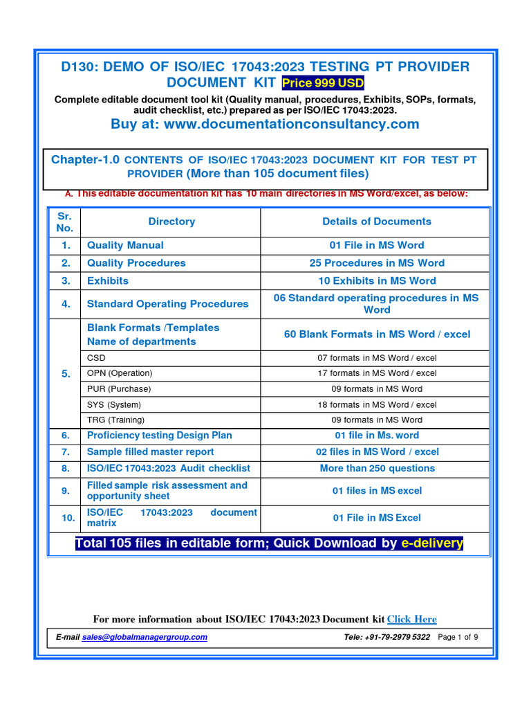 ISO/IEC 17043:2023 Document Kit Overview | PDF | Audit | Microsoft Word