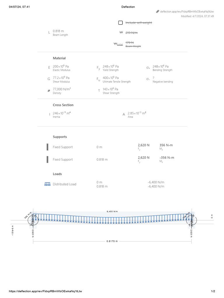 Deflection Frame Side-Rail | PDF | Bending | Strength Of Materials