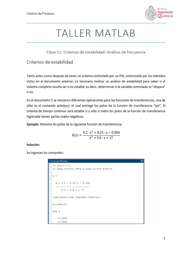 Taller MATLAB 11 | PDF | Matriz (Matemáticas) | Matemáticas Aplicadas Taller MATLAB 11 | PDF | Matriz (Matemáticas) | Matemáticas Aplicadas