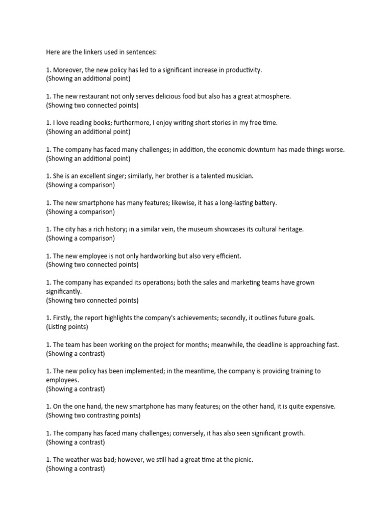 Here Are The Linkers Used in Sentences | PDF
