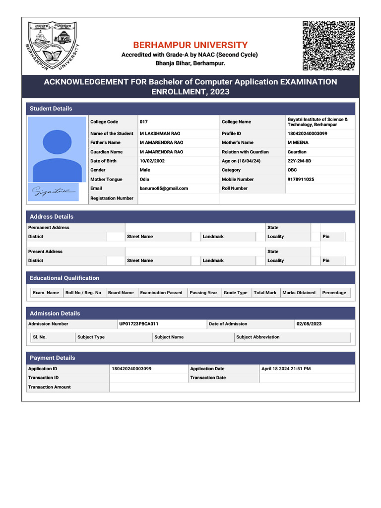 Student Enrollment Acknowledgement | PDF | Qualifications | Educational ...