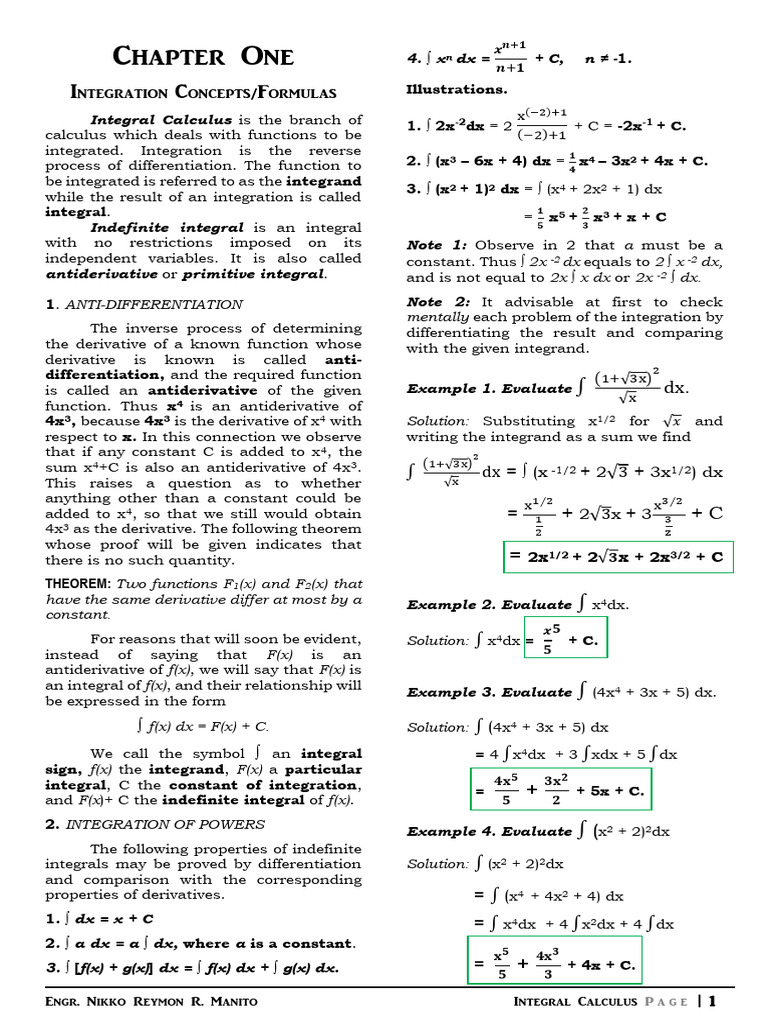 CHAPTER 1 | PDF | Integral | Trigonometric Functions