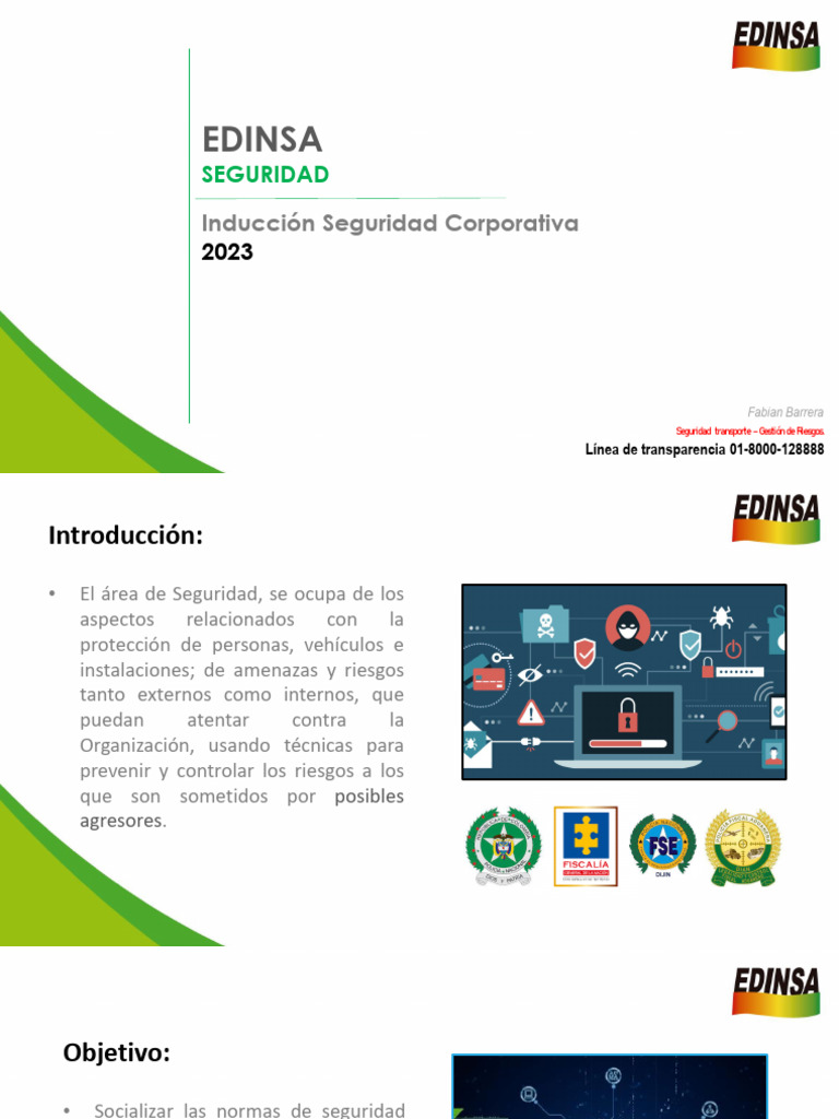 Induccion Empleados Nuevos Seguridad Corporativa Edinsa | PDF | Valores