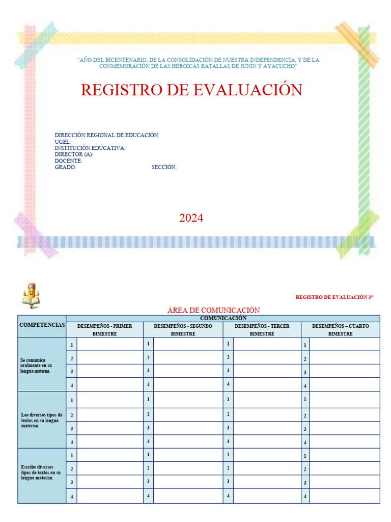 Registro de Evaluacion 3° | PDF